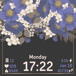 Blue and white flowers by Happy Clock Faces | Fitbit App Gallery