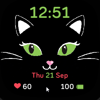 Spooky Black Cat de la Clock Design | Galeria de aplicații Fitbit