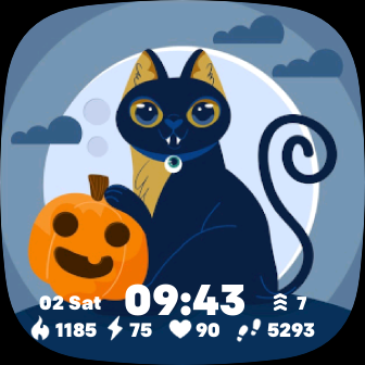 Happy cat for Halloween by Happy Clock Faces | Fitbit App Gallery