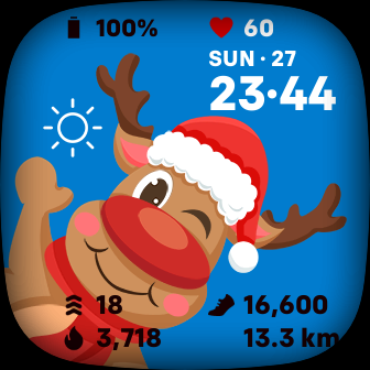 Christmas Red Nosed Reindeer by Good Mood Watches | Fitbit App Gallery