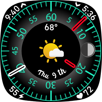 Big weather-moon orbit (tap) by FitFace | Fitbit App Gallery