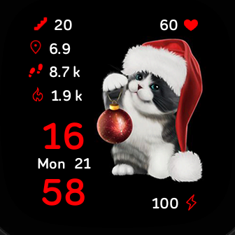 Festive Cat by Fitapps Dev | Fitbit App Gallery