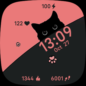 Cute Black Cat 由 Globe Clocks | Fitbit 应用程序库