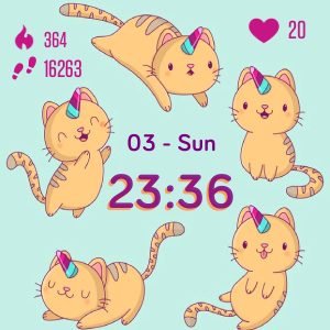 Unicorn cat by Clock Factory Co. | Fitbit App Gallery