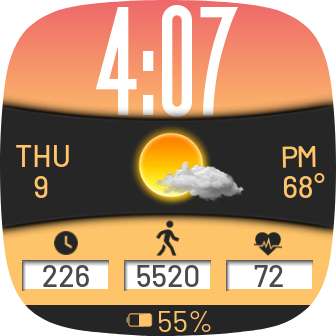 Animated Big Time Weather by FitFace | Fitbit App Gallery